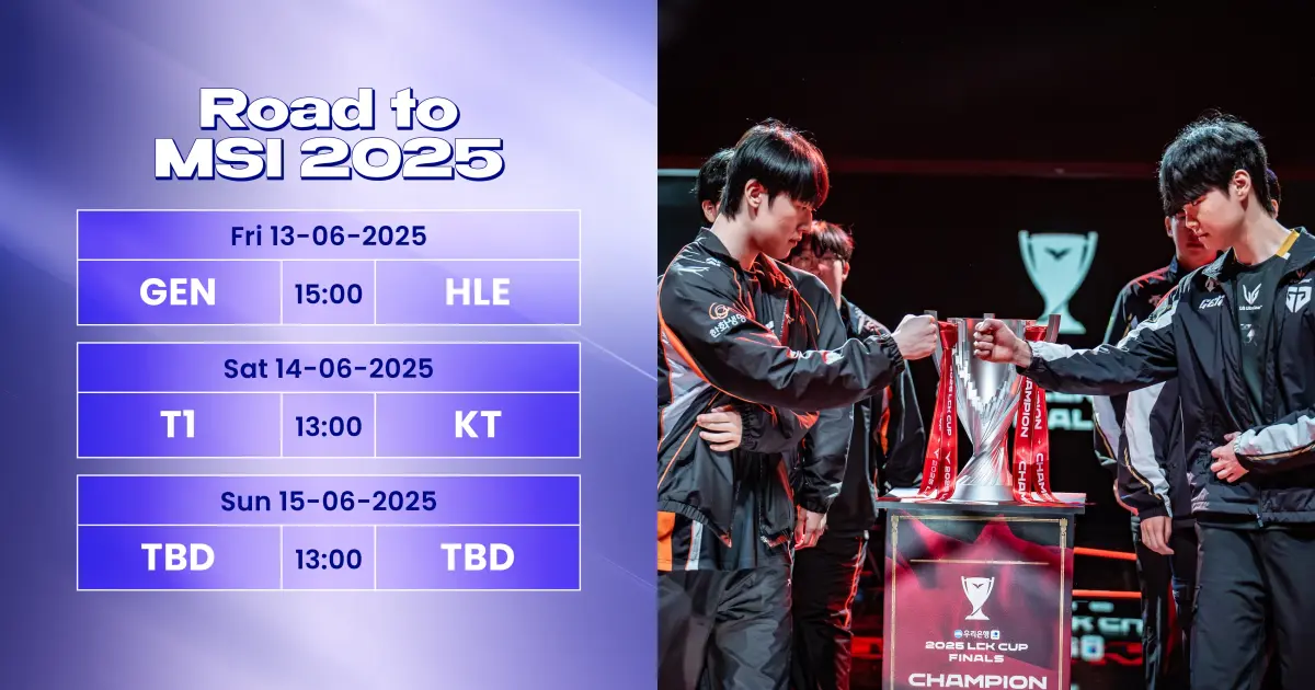Lịch thi đấu Road to MSI 2025 mới nhất: Siêu kinh điển Gen.G HLE - Mọt game - Việt Giải Trí